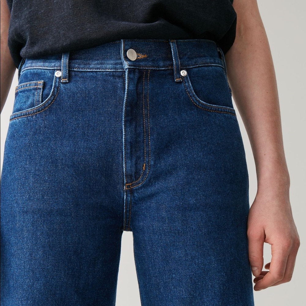 Cos Jeans High Rise Relaxed Straight Cropped Sz 25 - Gem